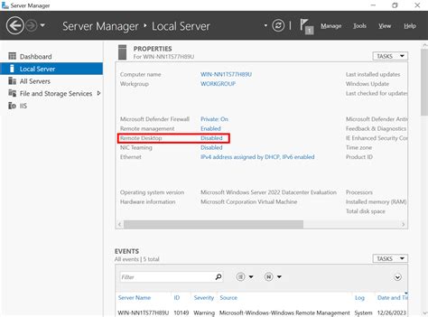 Windows Server 2022 Server Manager Local Server Rootusers