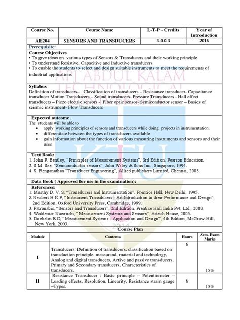Sensors Transducers Course Pdf Sensor Capacitor