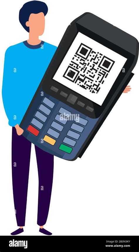 dataphone with scan code qr and businessman stock vector image and art