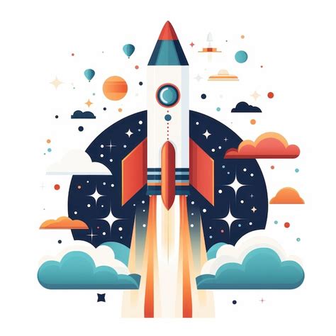Rocket Launch Illustration Space Exploration And Innovation Premium