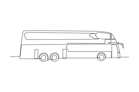 Continuous One Line Drawing Modern Bus Land Transportation Concept Doodle Vector Illustration