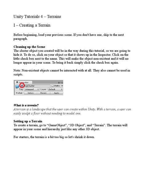 unity tutorials 4 create a simple terrain pdf texture mapping unity game engine