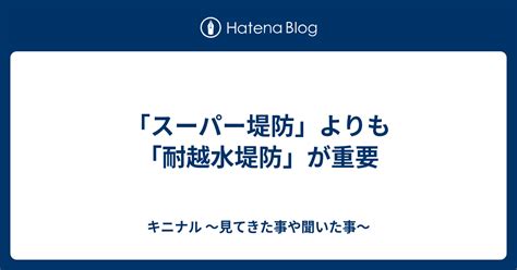 「スーパー堤防」よりも「耐越水堤防」が重要 キニナル 〜見てきた事や聞いた事〜