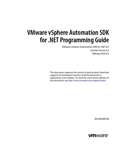 Vsphere Automation Sdk 65 Net Programming Guide Pdf Software