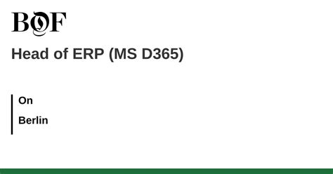 Head Of Erp Ms D365 Job With On 276894