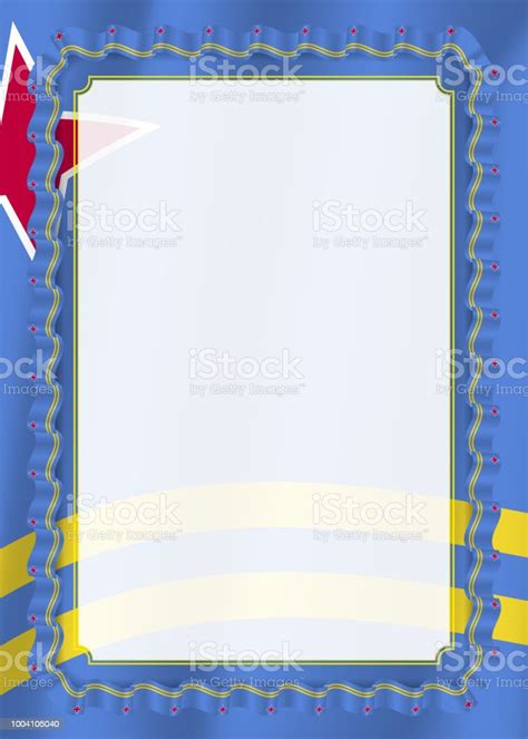 프레임과 리본 아루바 국기 인증서 및 학위에 대 한 서식 파일 요소의 테두리 벡터입니다 프레임에 대한 스톡 벡터 아트 및 기타 이미지 Istock