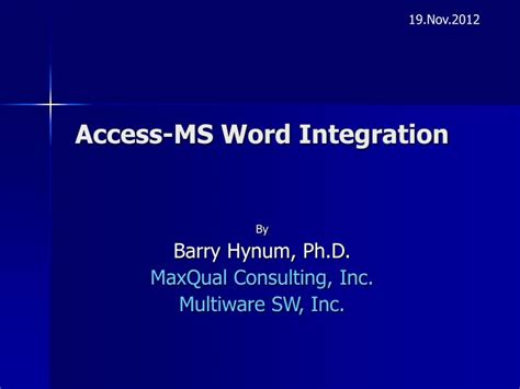 PPT Access MS Word Integration PowerPoint Presentation Free Download ID 3369011