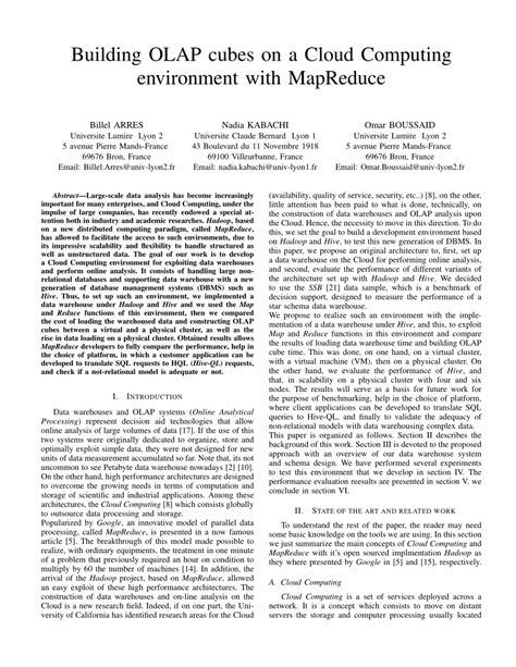 Pdf Building Olap Cubes On A Cloud Computing Environment With Mapreduce