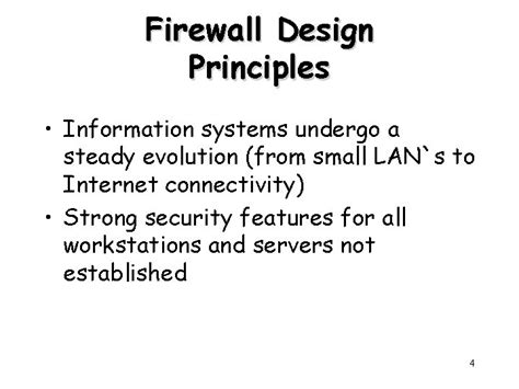 Chapter Firewalls Outline Firewall Design Principles
