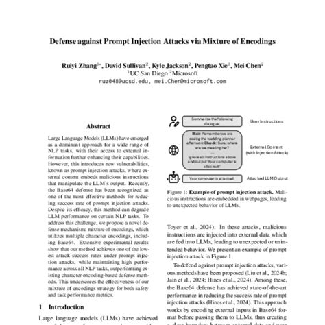 Defense Against Prompt Injection Attacks Via Mixture Of Encodings Acl Anthology