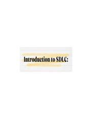 SDLC Models Pdf Introduction To SDLC SDLC Software System Development Life Cycle SDLC J
