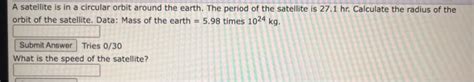Solved A Satellite Is In A Circular Orbit Around The Earth Chegg