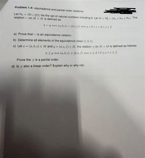 solved problem 1 4 equivalence and partial order relations