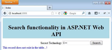 Searching Data From The Database In ASP Net Web API