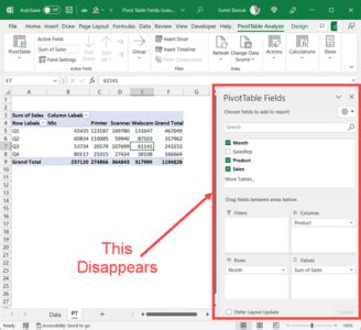 How To Show Pivot Table Fields List Get Pivot Table Menu Back