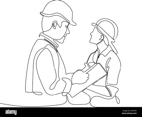 Construction Manager And Engineer Working On Building Site Vector Illustration Stock Vector