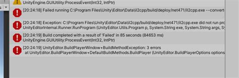 Exception: IL2CPP.exe did not run properly! Unity 3D build issue - Stack Overflow