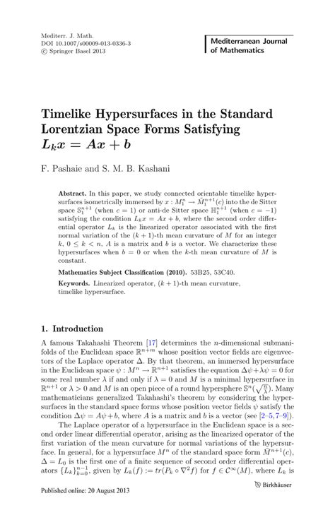 Pdf Timelike Hypersurfaces In The Standard Lorentzian Space Forms