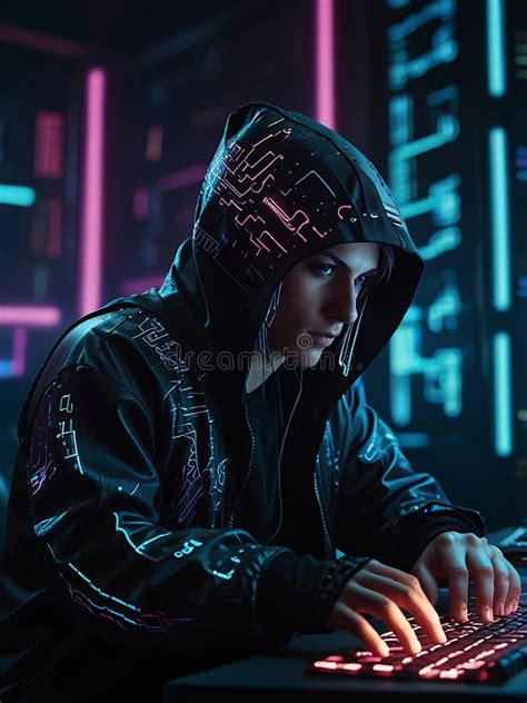 The Cyberpunk Hacker Character Concept Features A Mysterious Figure