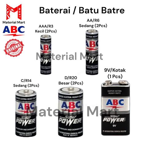 Jual Batre Abc Super Power Asli Baterai Abc Aa Aaa Tipe C Tipe D