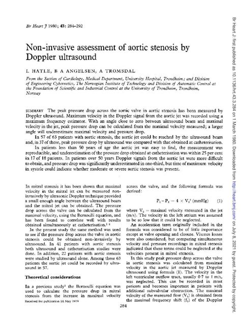 Pdf Non Invasive Assessment Ofaortic Stenosis By Doppler Non