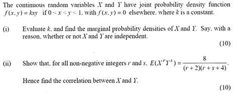 Solved The Continuous Random Variables X And Y Have Joint Chegg Com