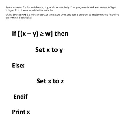 assume values for the variables w x y and z