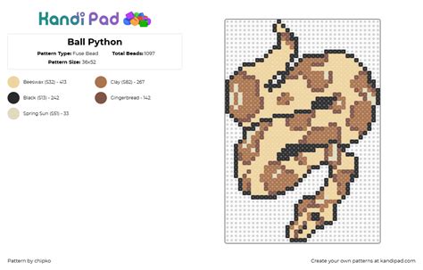 Ball Python Fuse Bead Pattern Kandi Pad Kandi Patterns Fuse Bead