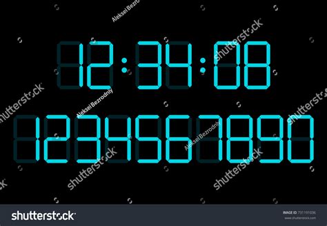 Digital Numbers Set Vector Clock Font Stock Vector Royalty Free