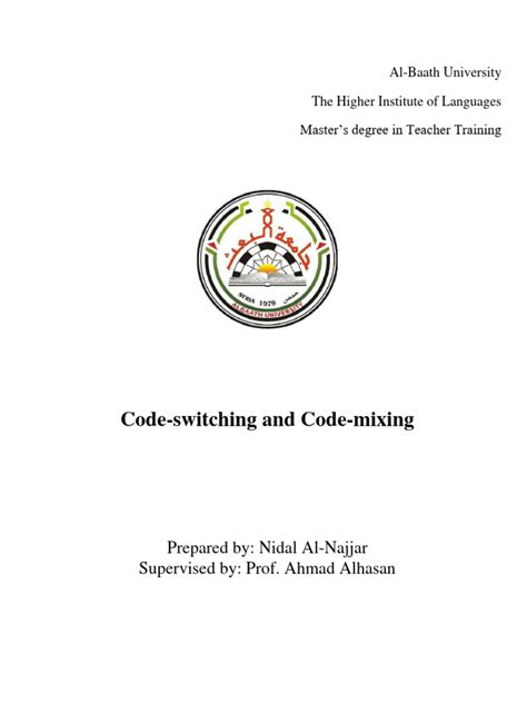 Code Switching And Code Mixing Pdf Multilingualism Cognitive Science
