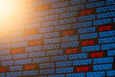 binary code of 1 and 0 with many error inscriptions stock image image