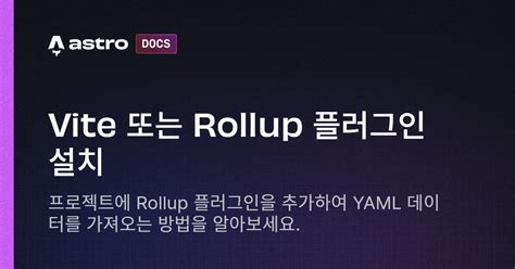 Vite 또는 Rollup 플러그인 설치 Docs