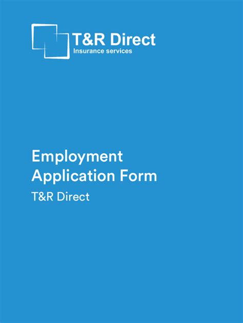 Fillable Online Tandr Direct Employment Application Form Fax Email