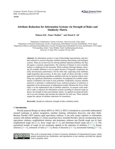 Pdf Attribute Reduction For Information Systems Via Strength Of Rules And Similarity Matrix