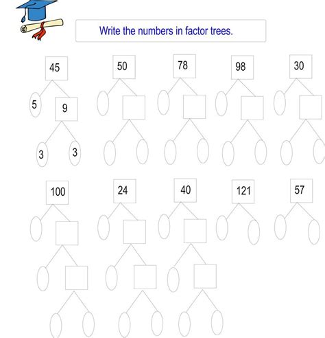 factor tree worksheets factor trees worksheet