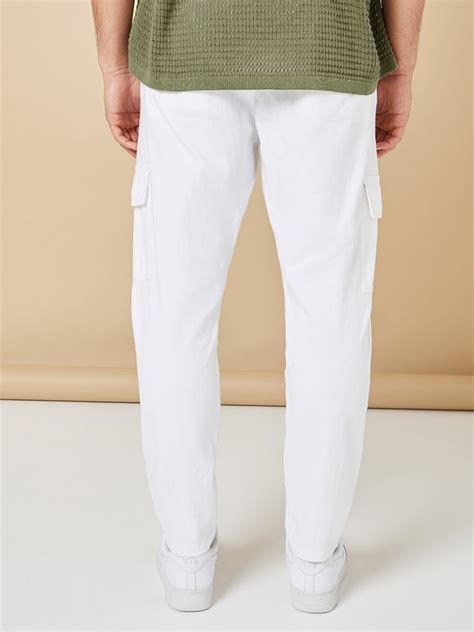 اشتري بنطال كارجو بقصة مريحة أبيض ل الرجال ستايلي السعودية