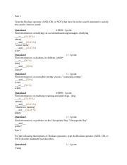 LIB Quiz Understanding And Using Boolean Operators Docx Part Type The Boolean