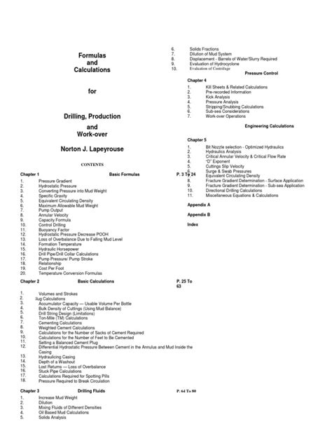 Formulas And Calculations For Drilling Pdf Casing Borehole Pressure