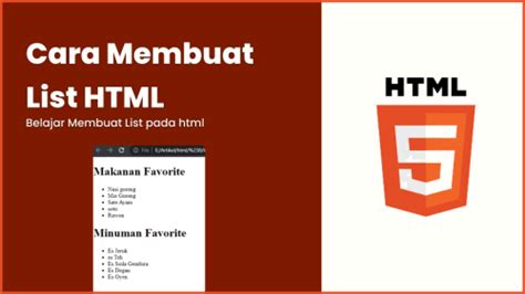 Belajar Html 08 Cara Membuat List Di Html — Minarsih Tech