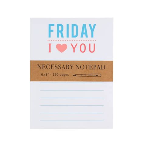 Eccolo Necessary Notepad Friday I Love You Hipicon