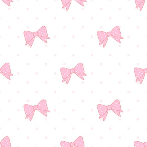 Cute Pink Bow Seamless Pattern With Pastel Pink Dots On White