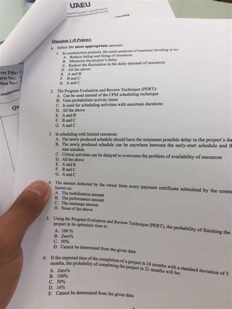 Solved The Program Evaluation And Review Technique Pert