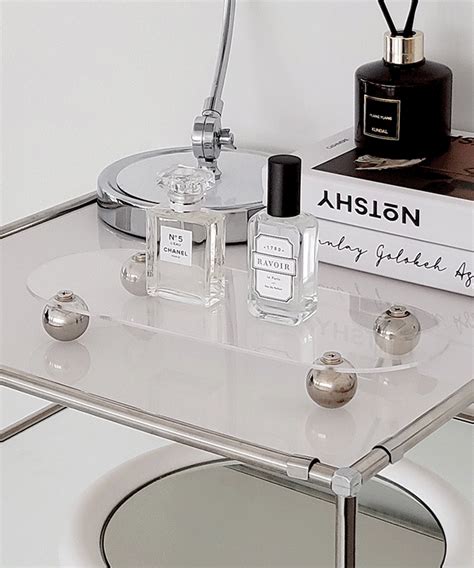 특가 타원형 라운드트레이 실버비즈 투명 소품선반 향수트레이 모듈트레이 실버소품 투명소품트레이 심플인테리어 카페소품 화장대정리