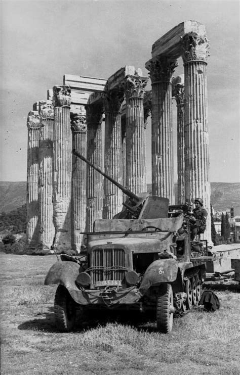 German Self Propelled Cm Flak SdKFz At The Ruins Of The Temple Of Zeus Athens Greece