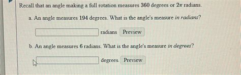 Solved Recall That An Angle Making A Full Rotation Measures