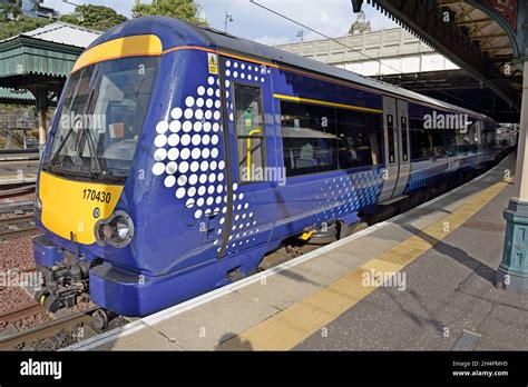 A Scotrail Class 170 Turbostar Diesel Multiple Unit Train Waiting At