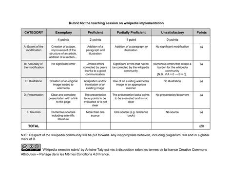 Wikipedia Exercise Rubric Pdf Educational Assessment Education