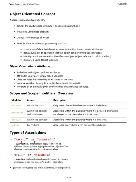 Exam Notes Application1 1 Pdf Class Computer Programming Method Computer Programming