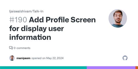 Add Profile Screen For Display User Information · Issue 190 · Ijaiswalshivamtalk In · Github