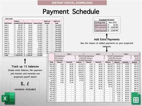 Debt Snowball Calculator Spreadsheet For Google Sheets Microsoft Excel Debt Payoff Tracker